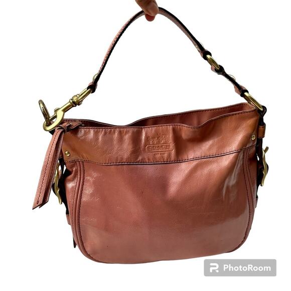Coach | Bags | Coach Zoe Hobo Shoulder Bag With Chunky Brass Hardware ...